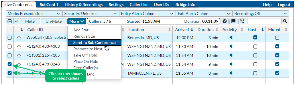 Using Breakout Rooms – TurboBridge HD Audio Conferencing