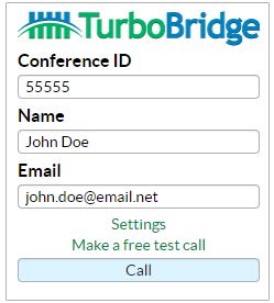 TurboBridge WebCall Enabled By WebRTC – TurboBridge HD Audio Conferencing
